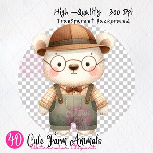 Cute Farm Animals Watercolor Clipart, Farm Friends, Farmer, Farmland ...