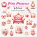 Pink Princess Watercolor Clipart Bundle Cute Princess Carriage Castle ...