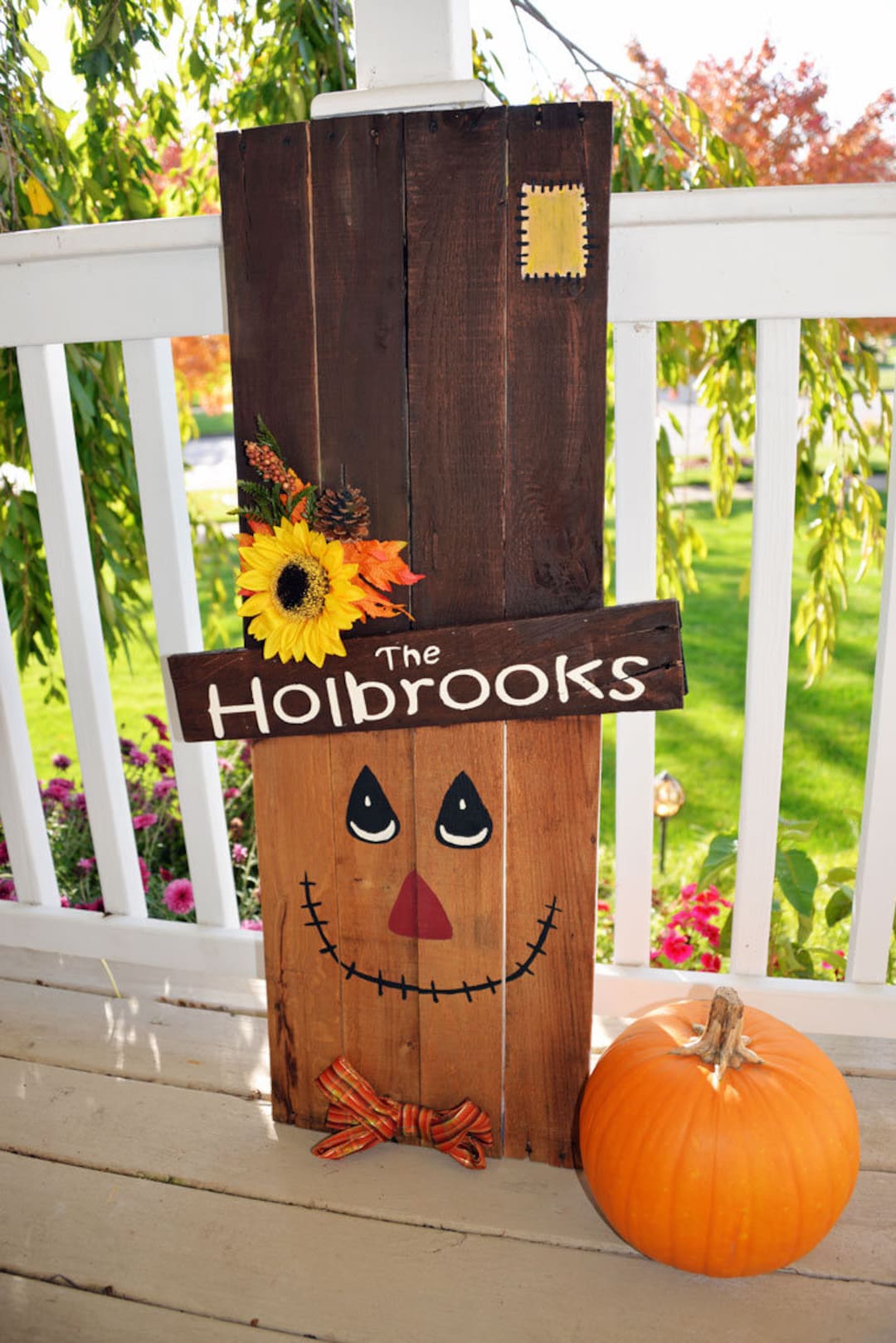Personalized Scarecrow Pallet Wood Porch Decor, Scarecrow Decor, Fall ...
