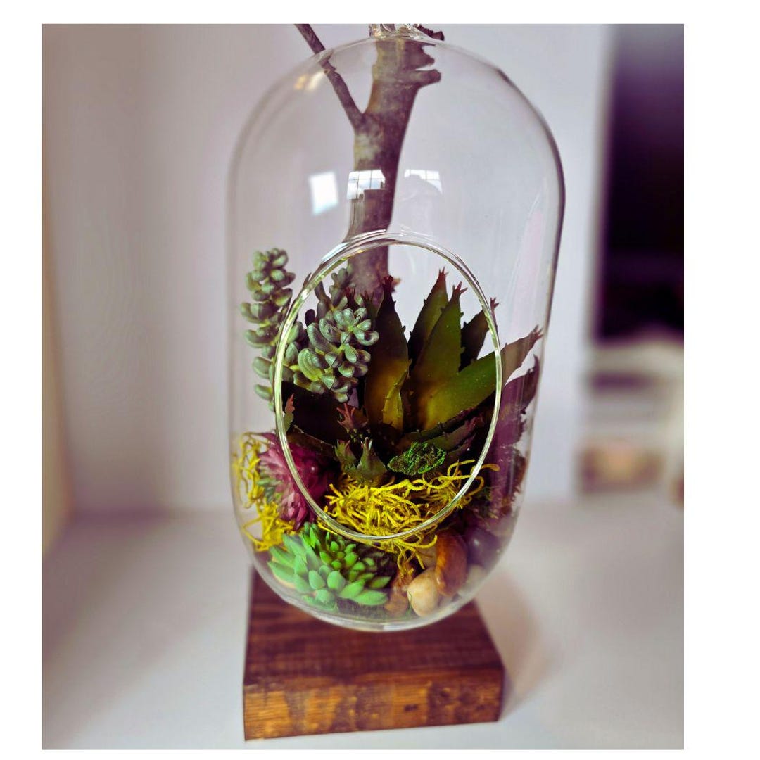 Succulent Terrarium, Rustic Hanger Stand, Rustic Terrarium Stand, Faux ...