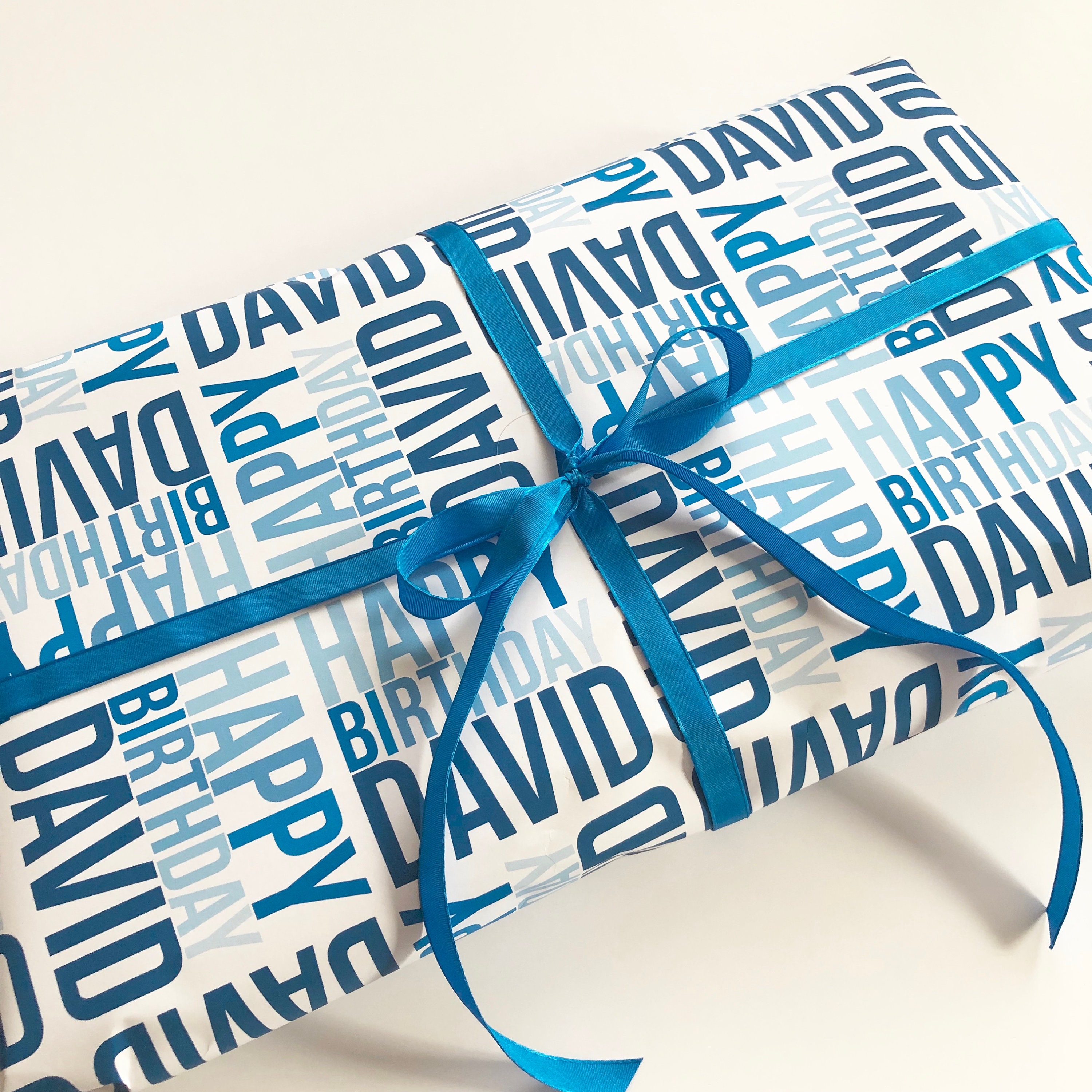 Personalised Birthday Wrapping Paper Blue Wrap Blue - Etsy UK