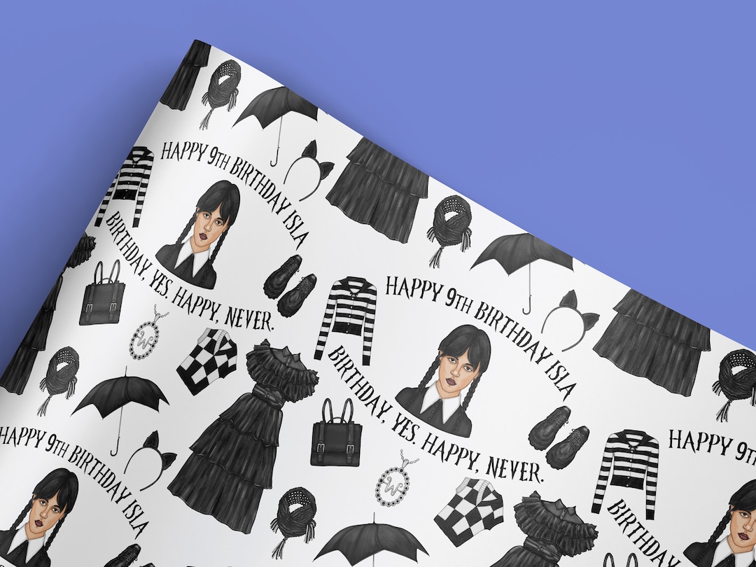 Wednesday Addams Wrapping Paper, Wednesday Addams Birthday, Wednesday ...
