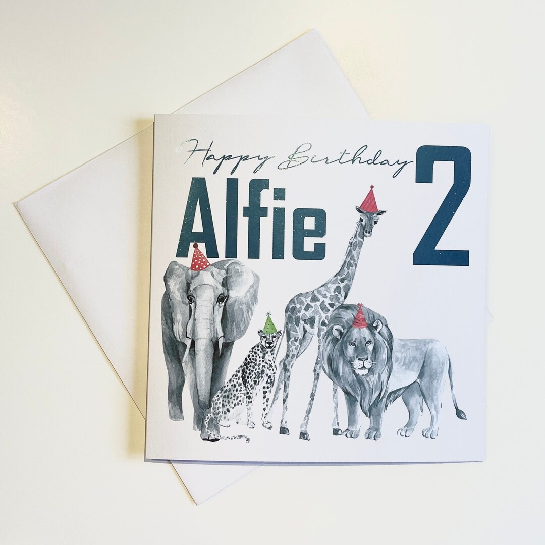 Safari Birthday Card, Jungle Birthday Card, Personalised Safari ...