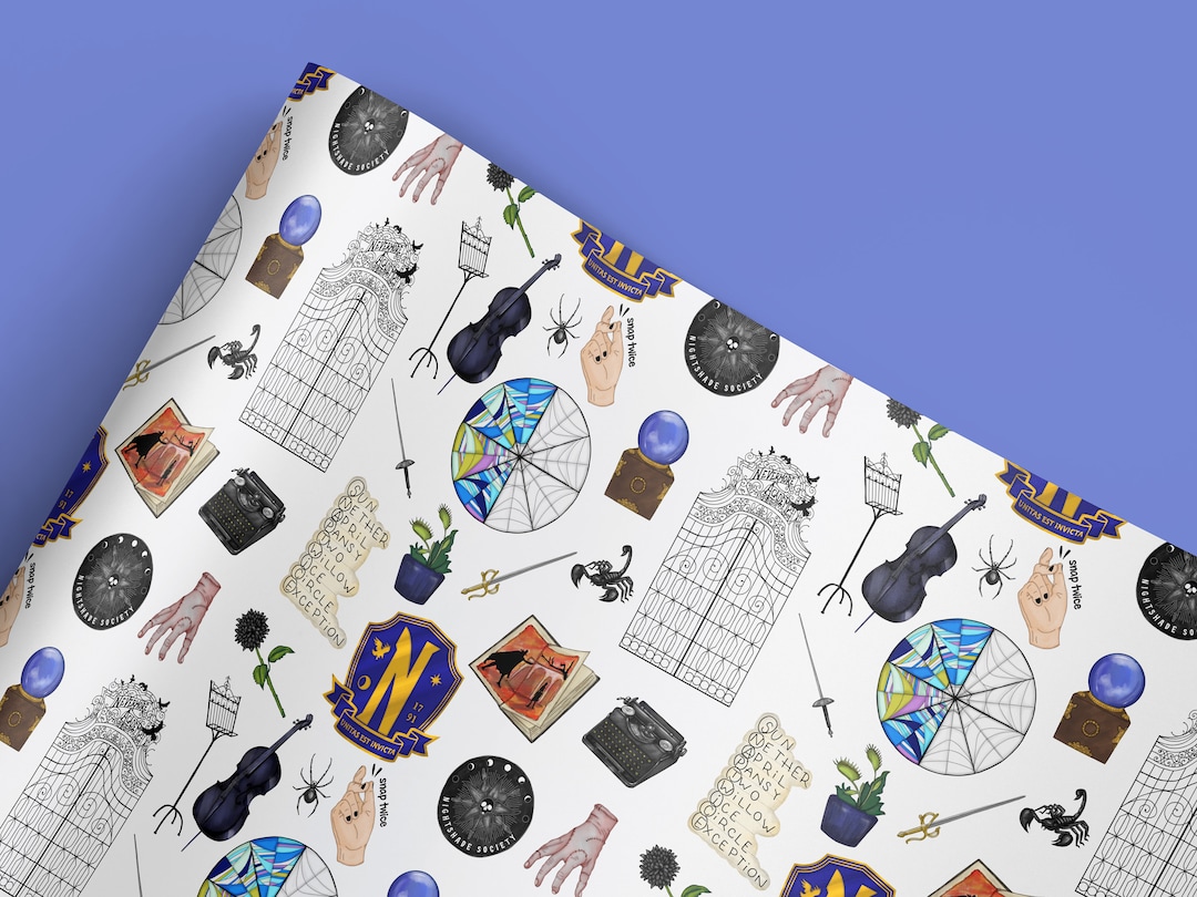 Wednesday Addams Wrapping Paper non Personalised, Wednesday Addams ...