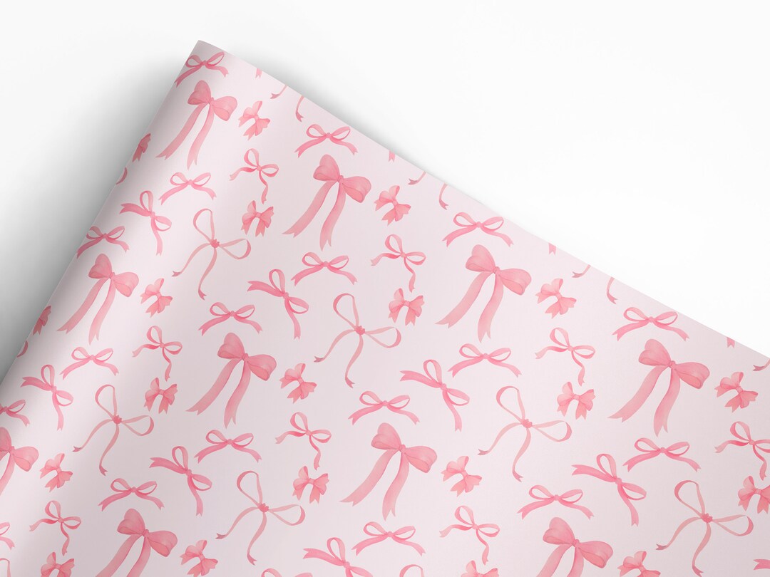 Pink Bow Wrapping Paper, Non Personalised, Pink Bow Gift Wrap - Etsy UK