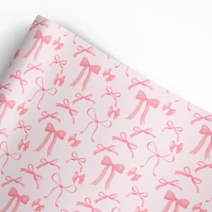 Pink Bow Gift Wrapping Paper - Etsy UK