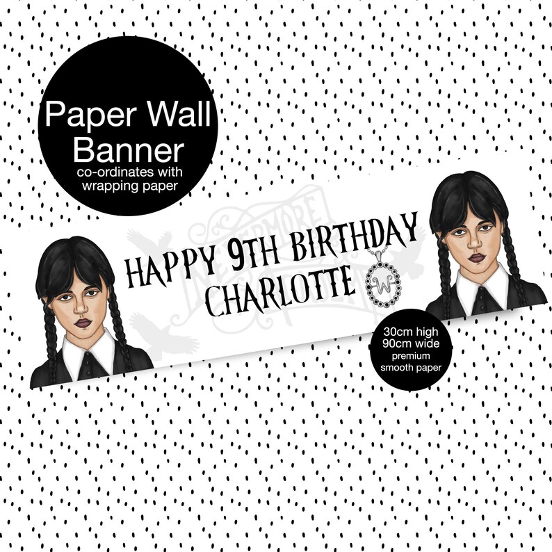 Wednesday Addams Banner Wednesday Addams Birthday Paper - Etsy UK