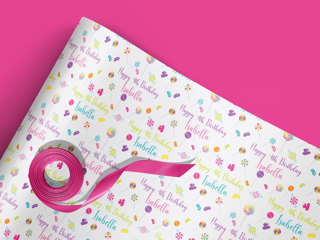Sweets Wrapping Paper Girls Birthday Wrapping Paper Lollipop Birthday ...
