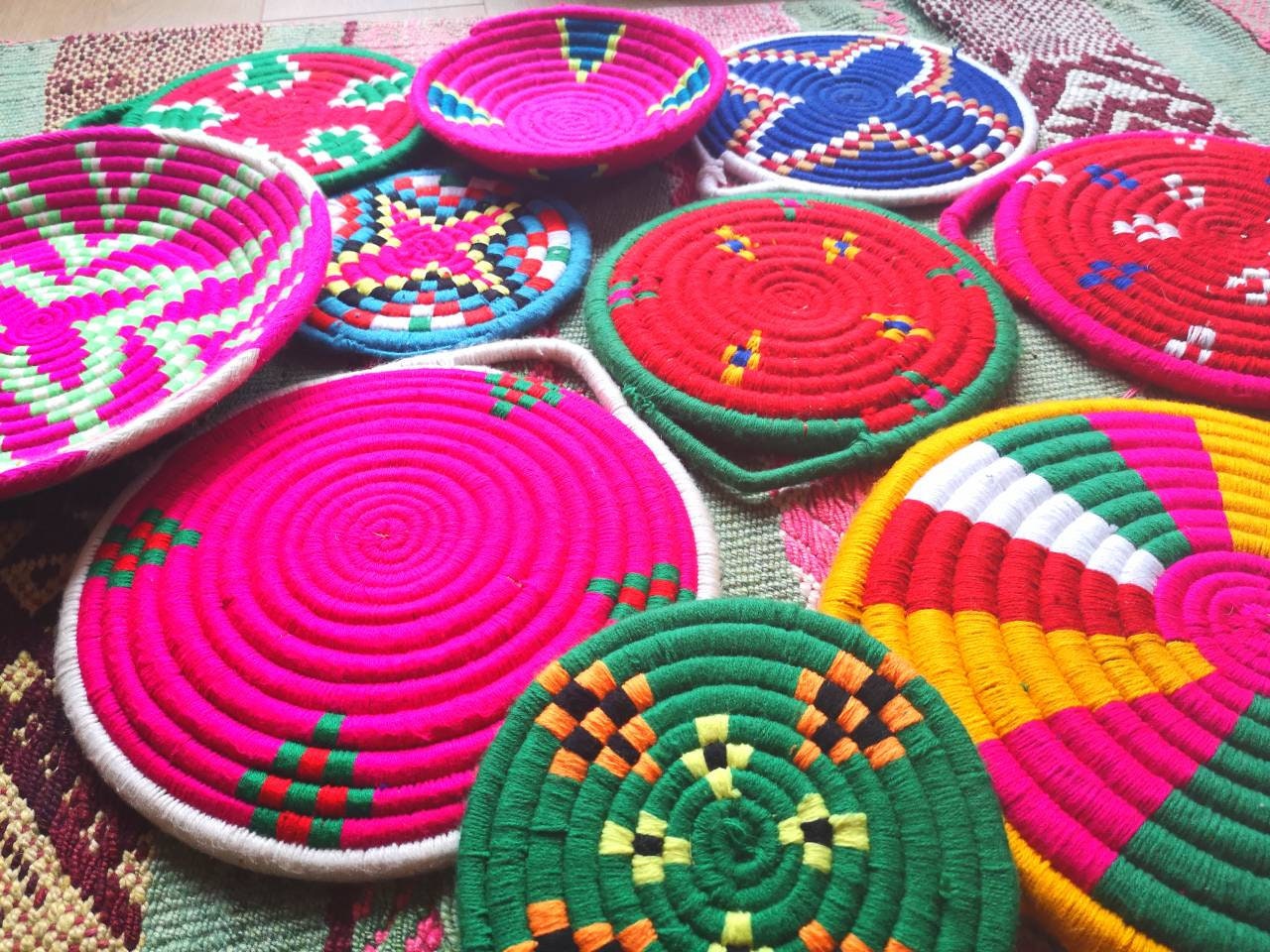 Moroccan Tribal Woven Berber Bread Plate/vintage/various Colours/pink ...