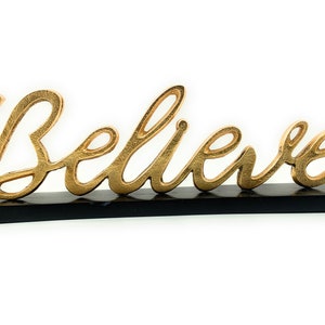Believe Decorative Home Accent (12.5", Rustic Golden) - Etsy