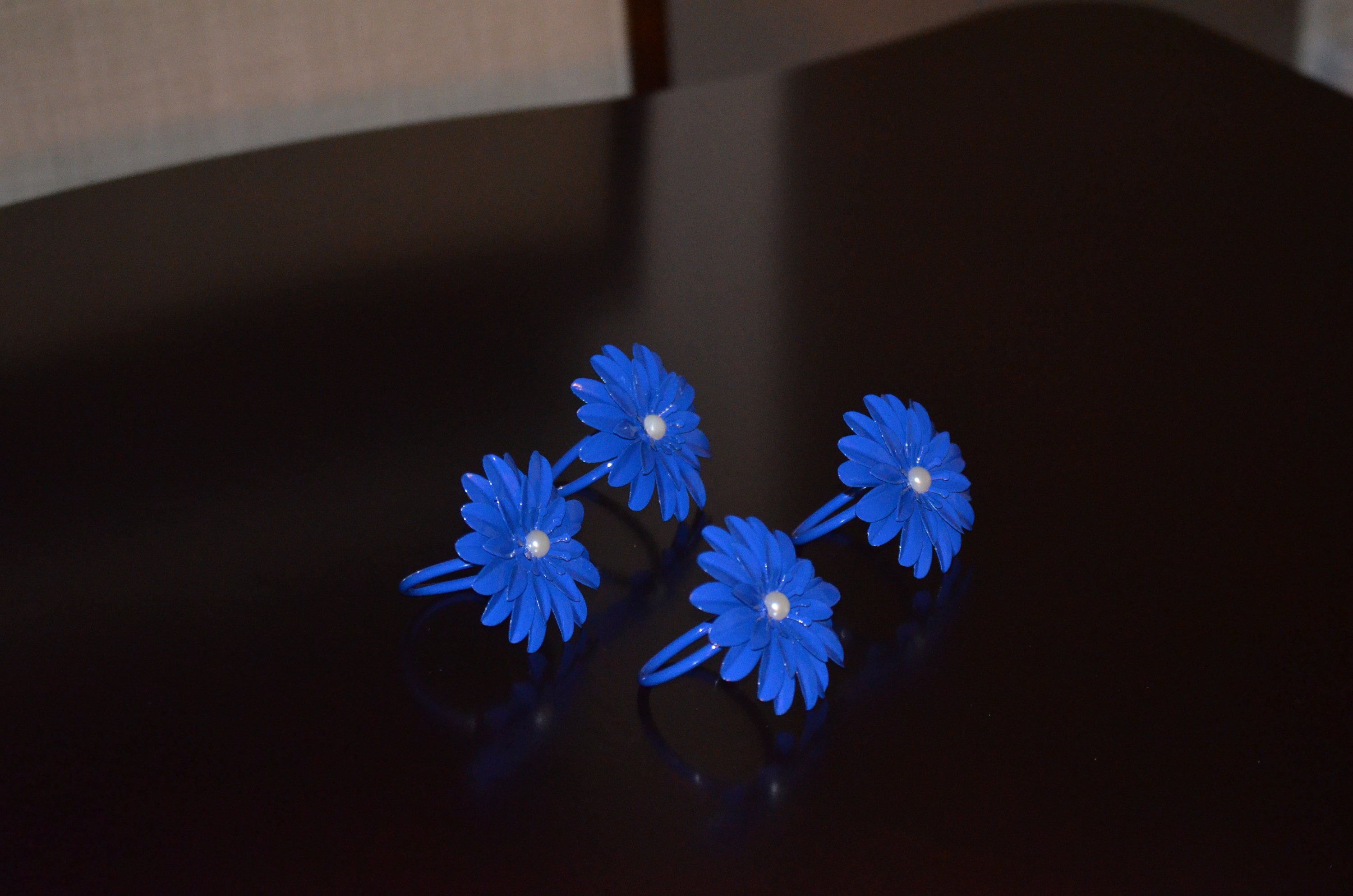 Blue Flower Napkin Rings Set of 4 - Etsy