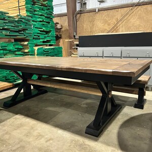 Custom Made Trestle X With Beam Table Handmade Rustic Kitchen Table ...