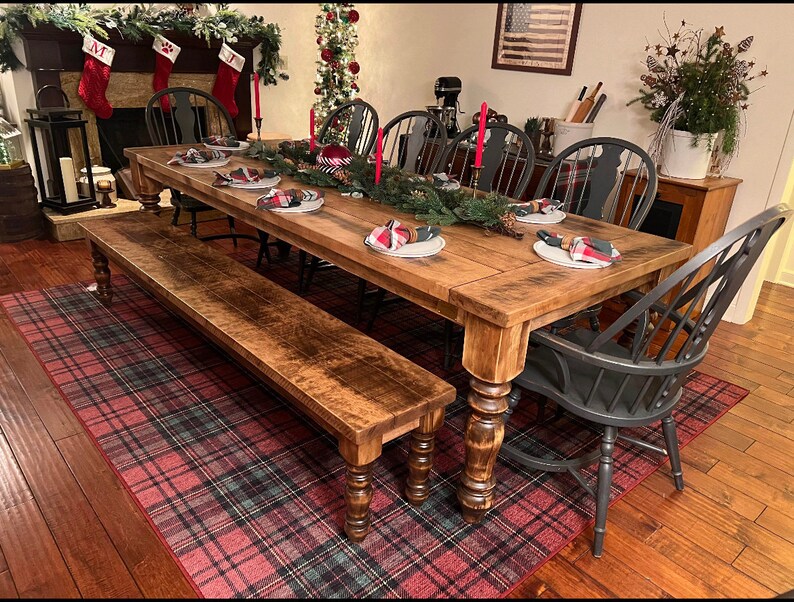 Custom Massive Spindle Leg Table - Large Turned Leg - Farmhouse Dining ...