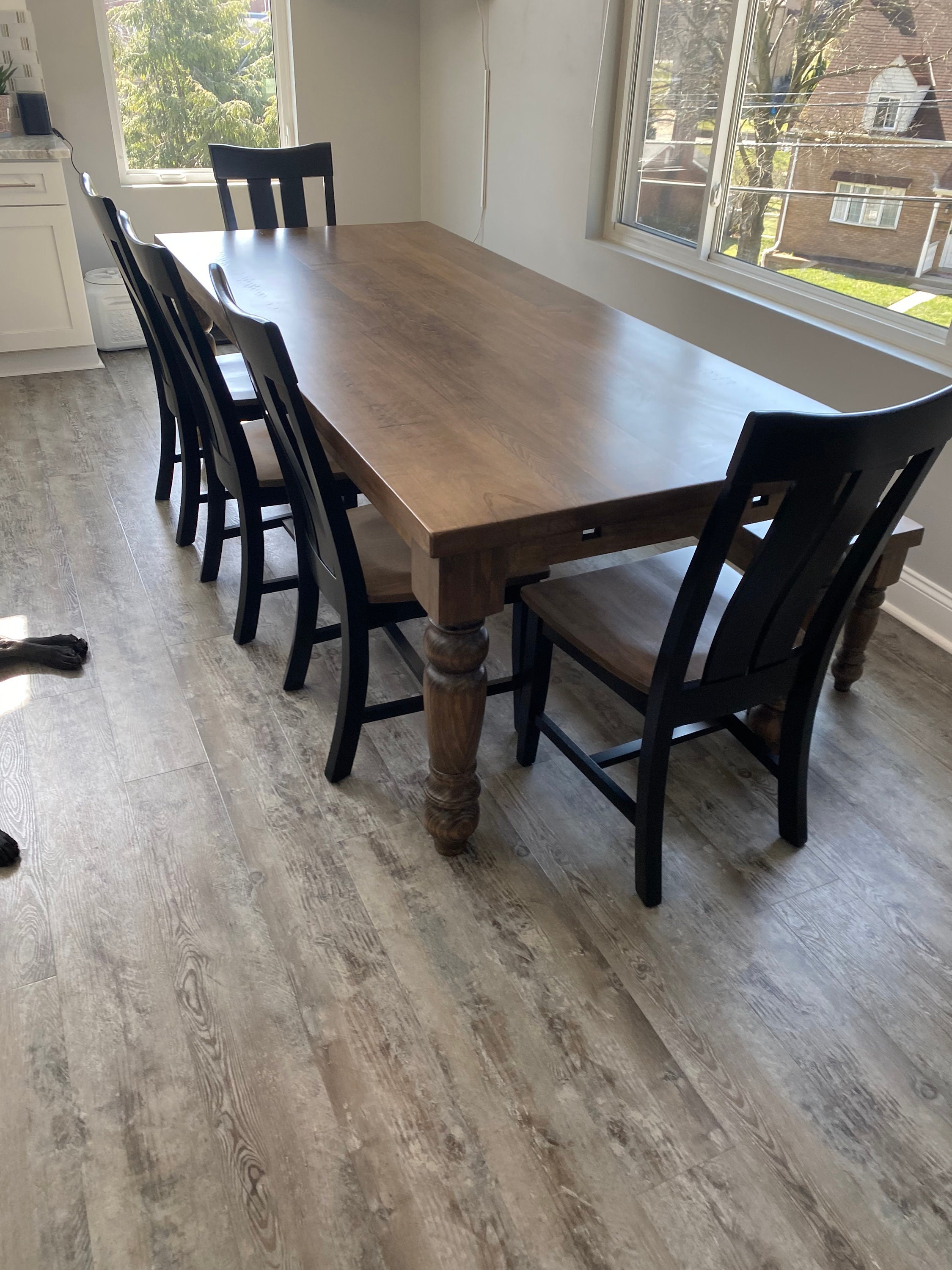 Custom Massive Spindle Leg Table - Large Turned Leg - Farmhouse Dining ...