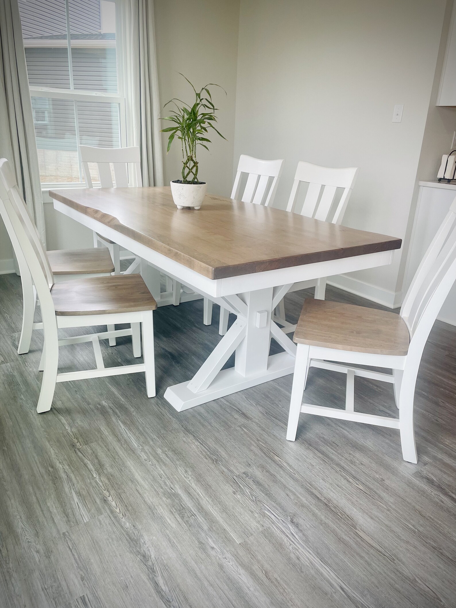 Custom Made Trestle X With Beam Table Handmade Rustic Kitchen Table ...