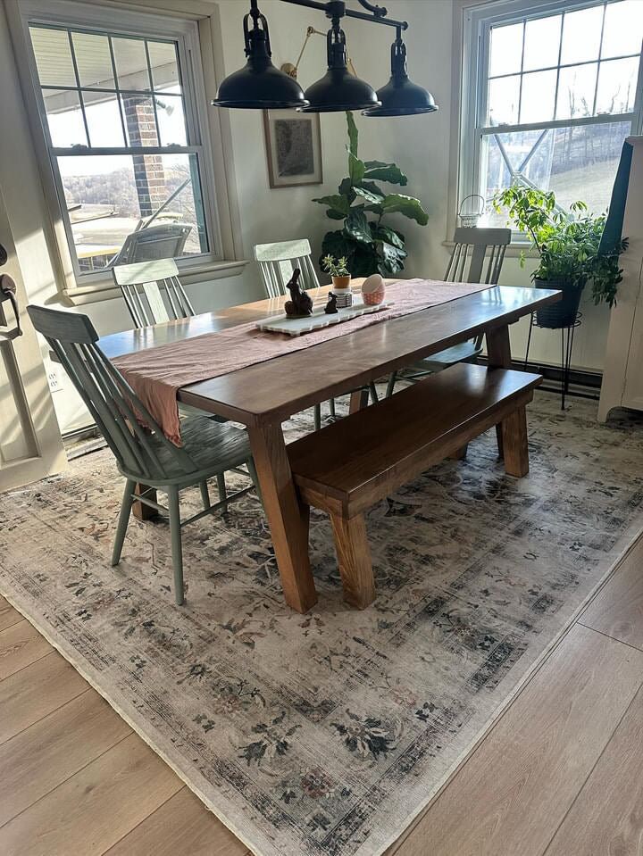 Glayden Slanted Post Legs Table Large Dining Table Modern Wood Dining ...