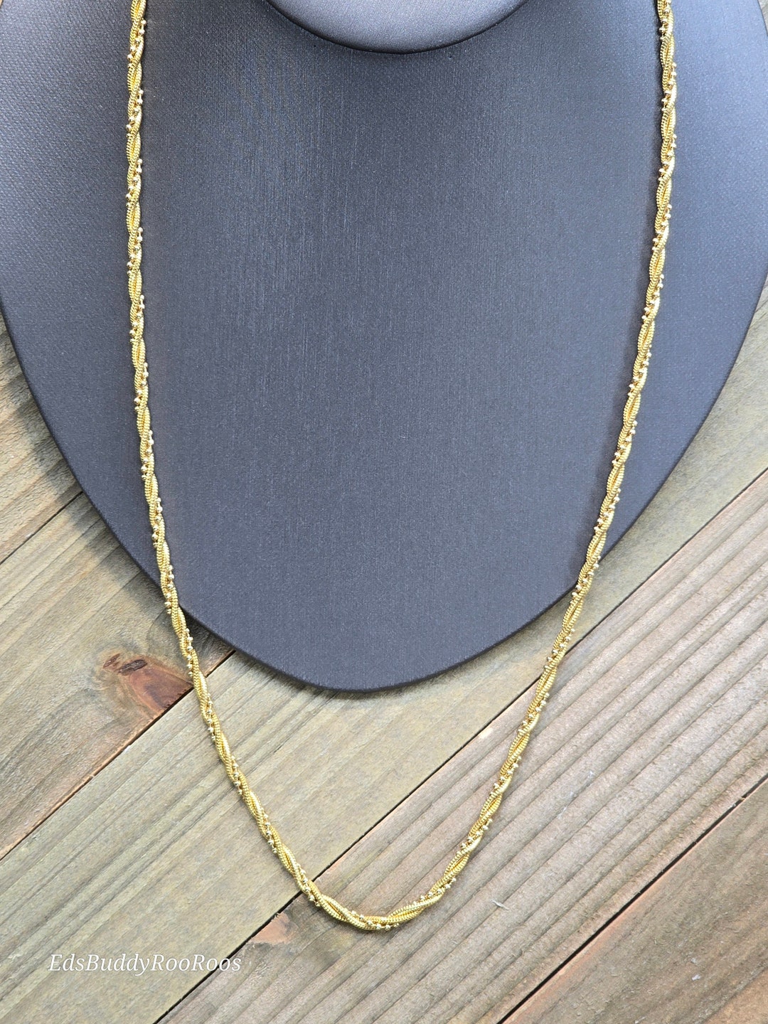 Vintage Napier Necklace, Gold Tone Twisted Rope Chain Necklace, 24 ...