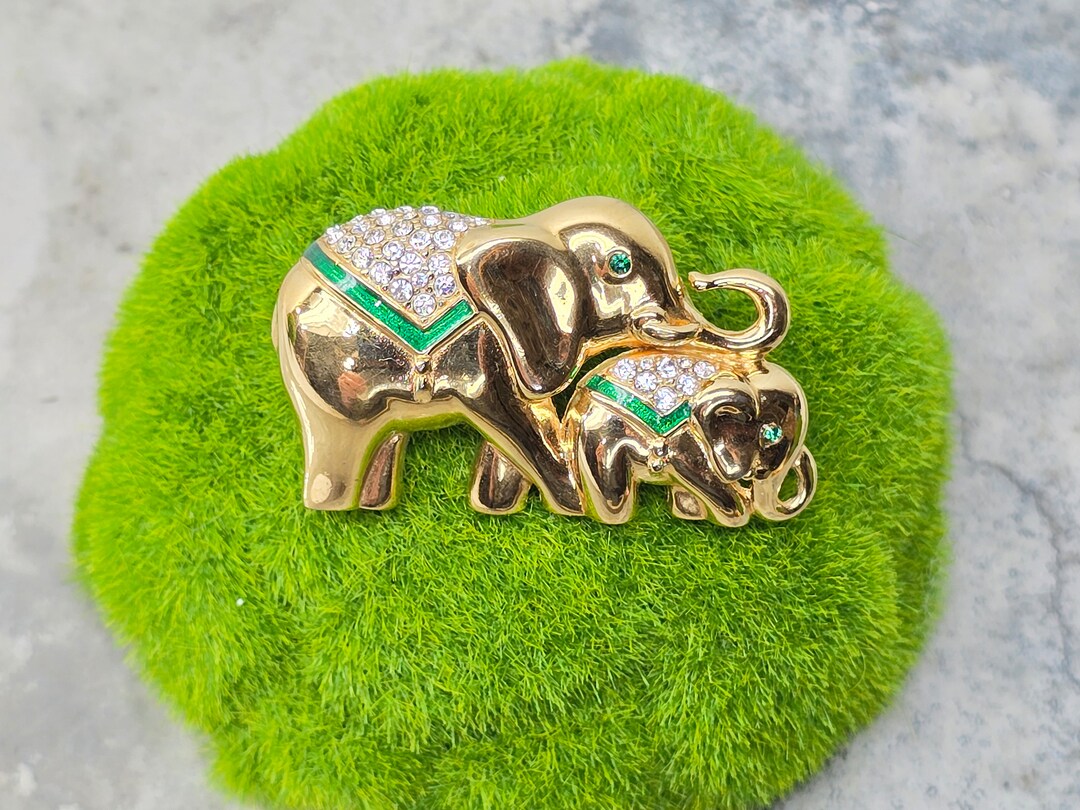 Vintage Monet Brooch, Monet Elephant Brooch, Monet Mother and Baby ...