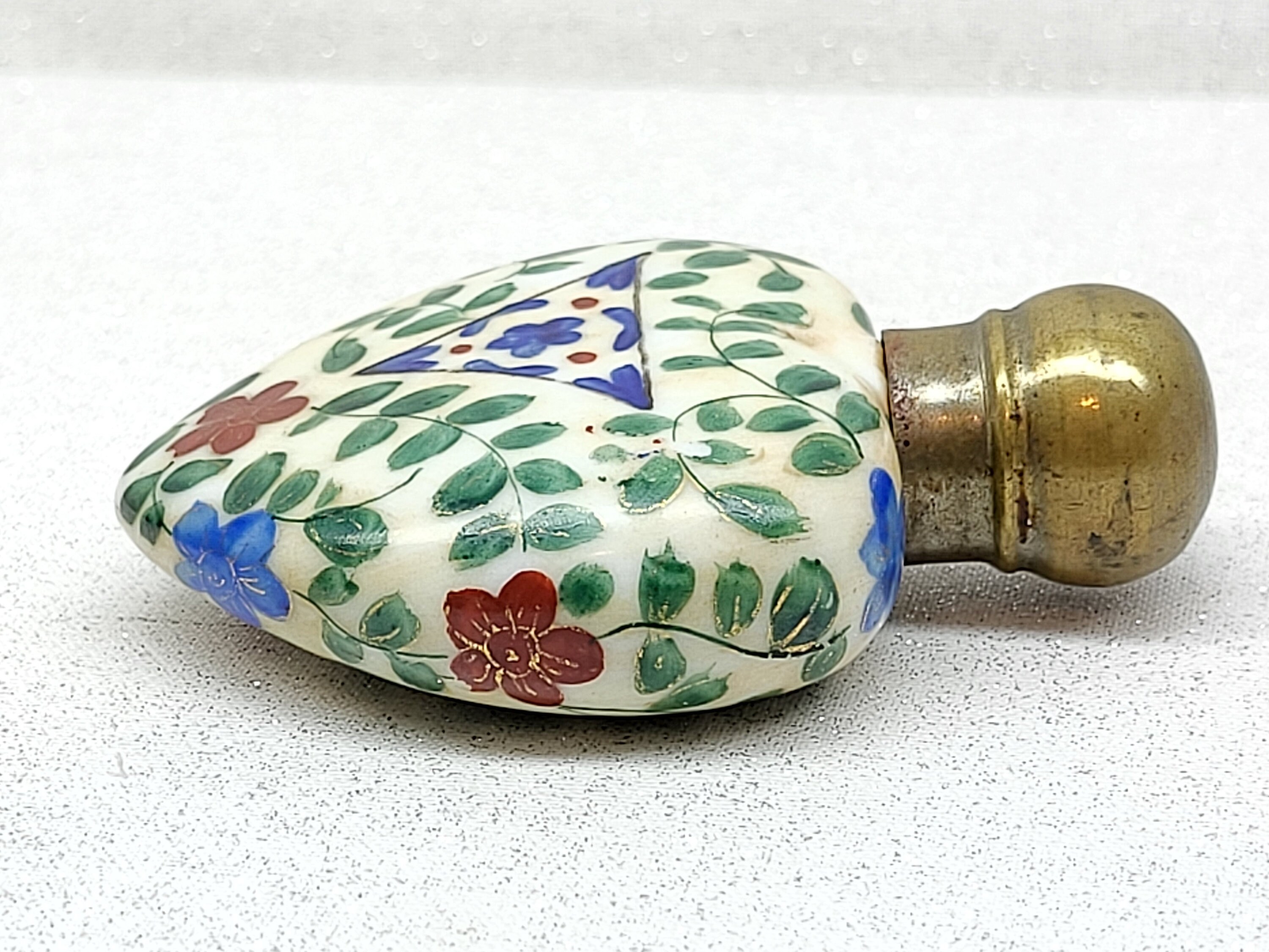 Antique Heart Porcelain Perfume Bottle, Hand Painted Laydown Perfume ...