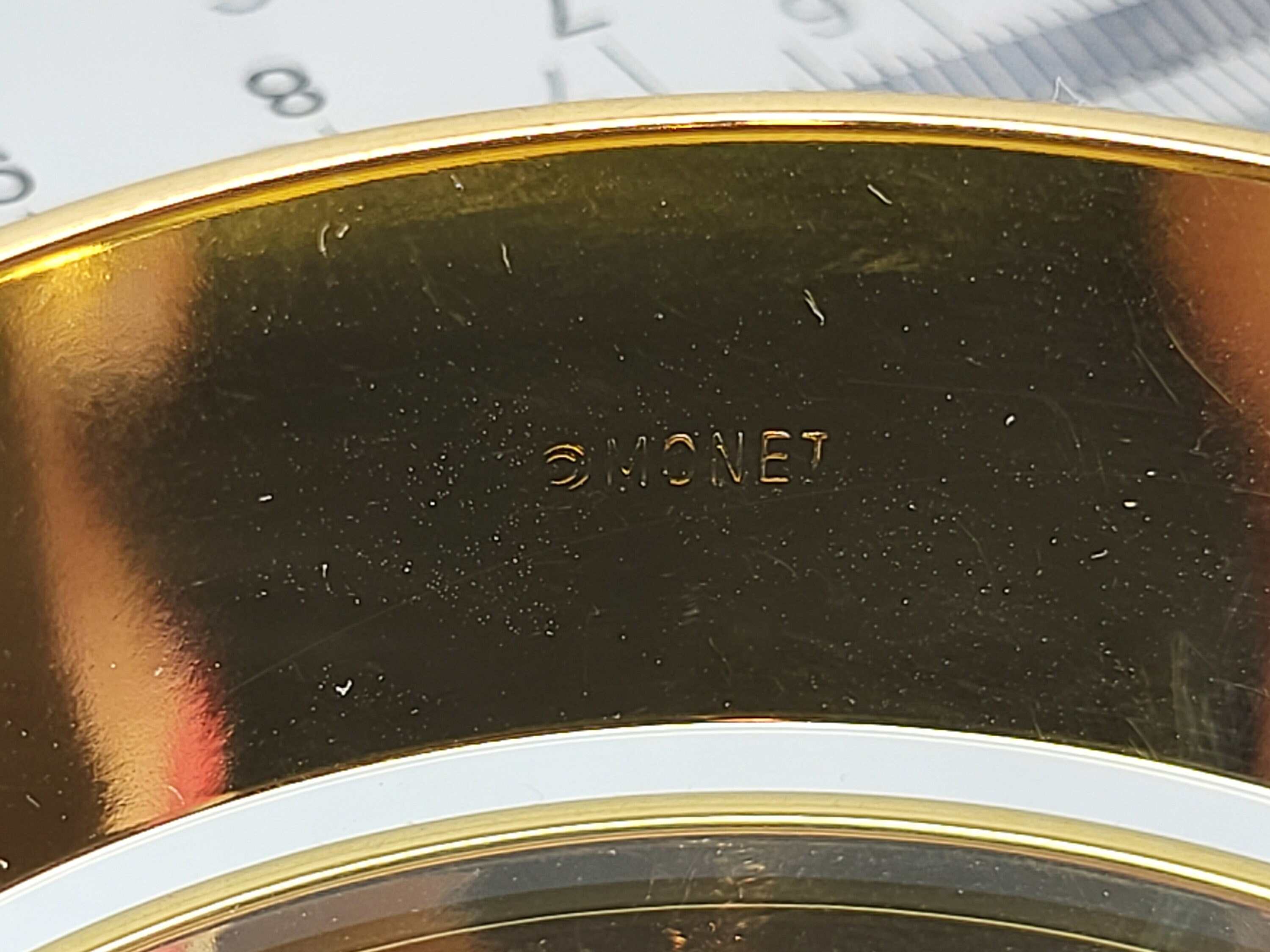 Vintage Monet Enamel Bangle Bracelet Wide Red Gold Tone - Etsy