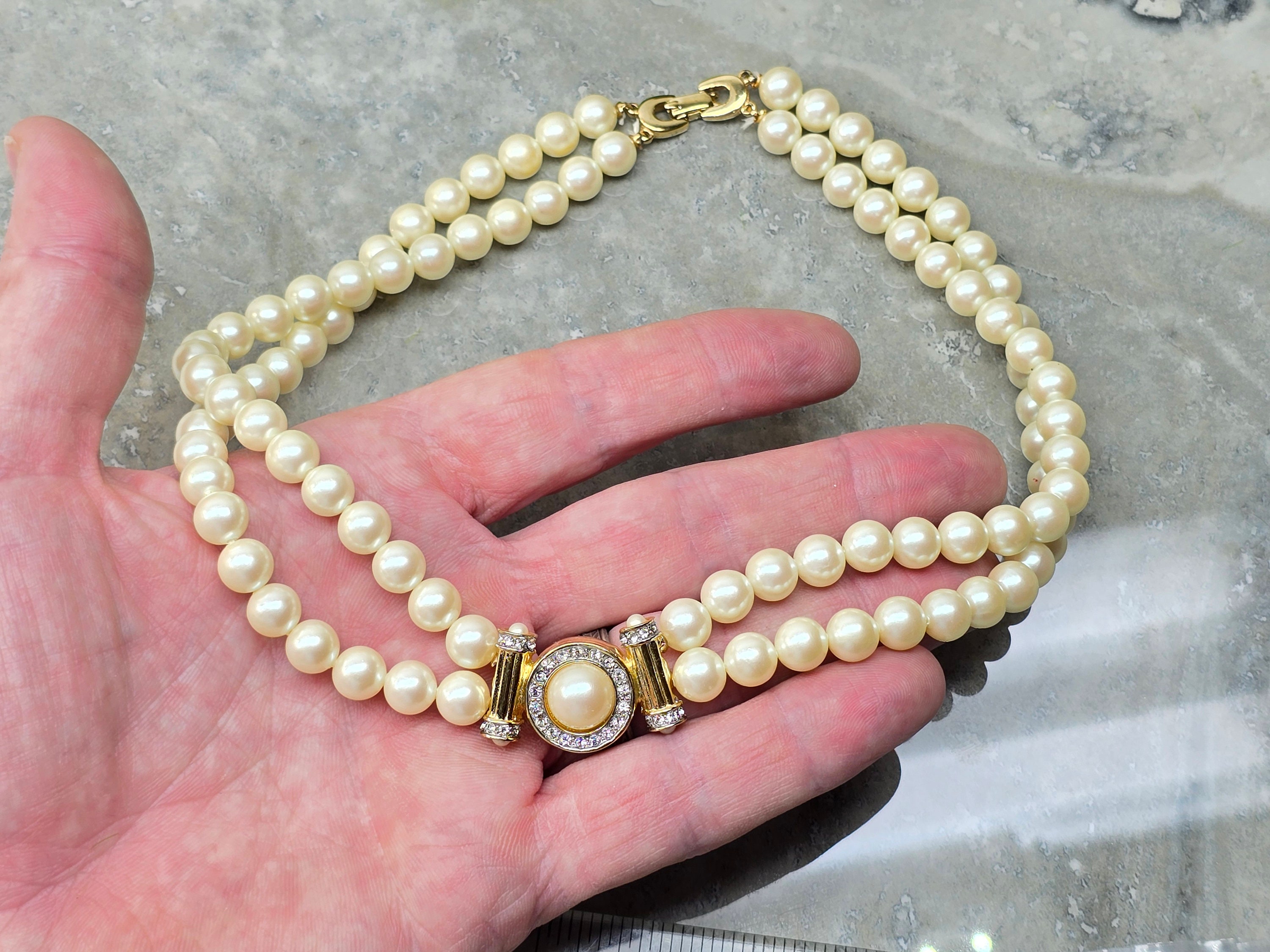 Vintage Richelieu Necklace, Richelieu Faux Pearl Choker Necklace ...