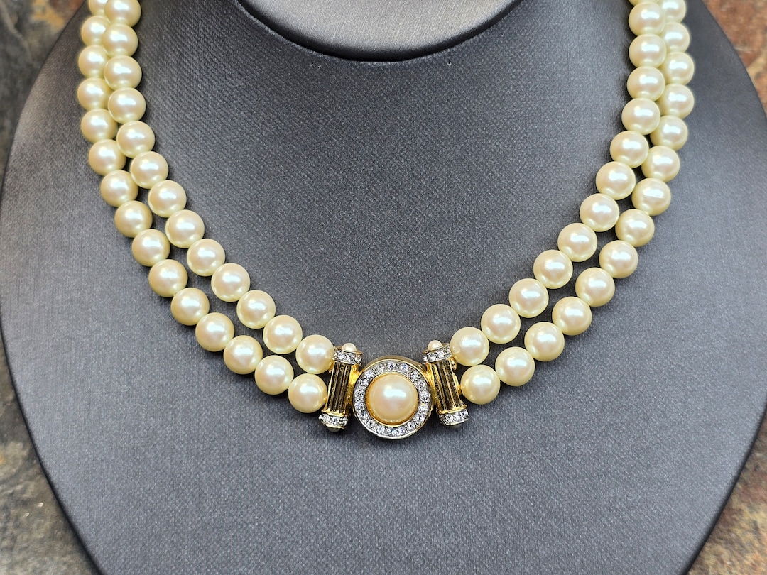 Vintage Richelieu Necklace, Richelieu Faux Pearl Choker Necklace ...