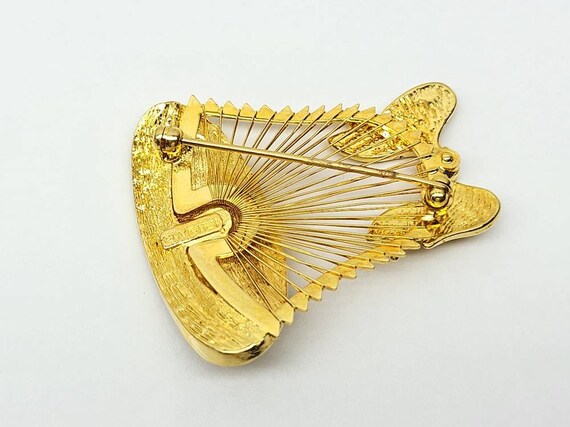 Rare Vintage Monet Brooch Gold Tone Bell Hook Spinner… - Gem