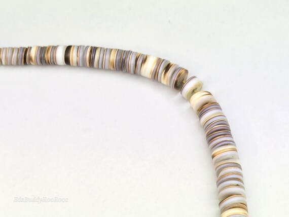 Vintage Pen and Olive Shell Heishi Necklace, Silver T… - Gem