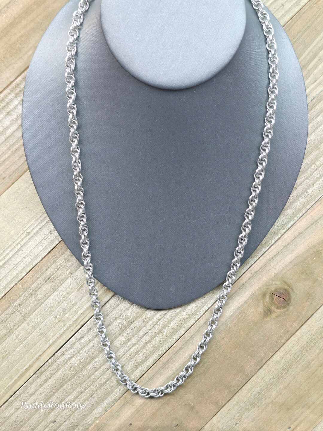 Vintage Monet Necklace, Monet Silver Tone Rope Chain Necklace, 24 ...