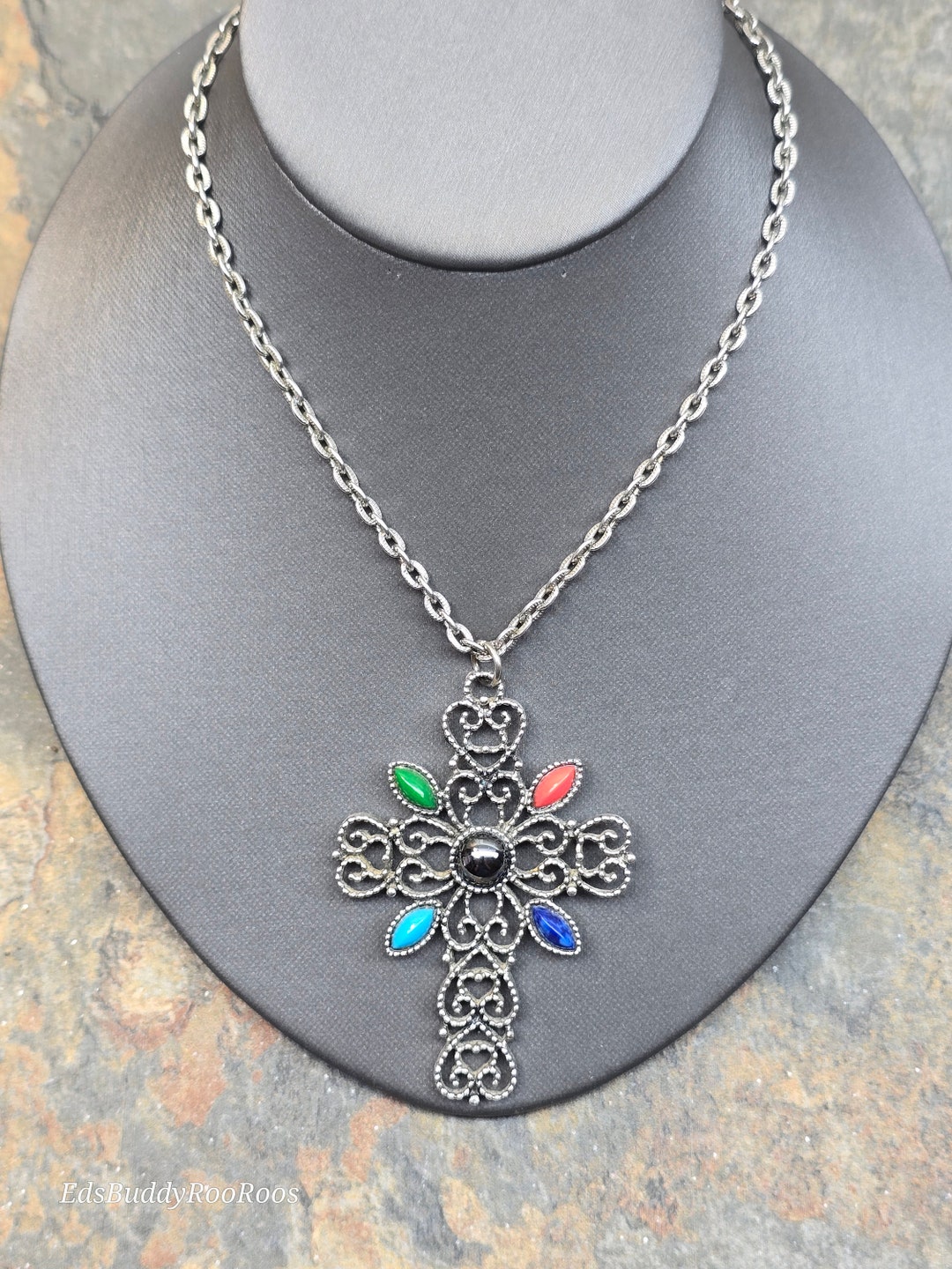 Avon Cross Necklace, Vintage Avon Silver Tone Filigree Cross Pendant ...