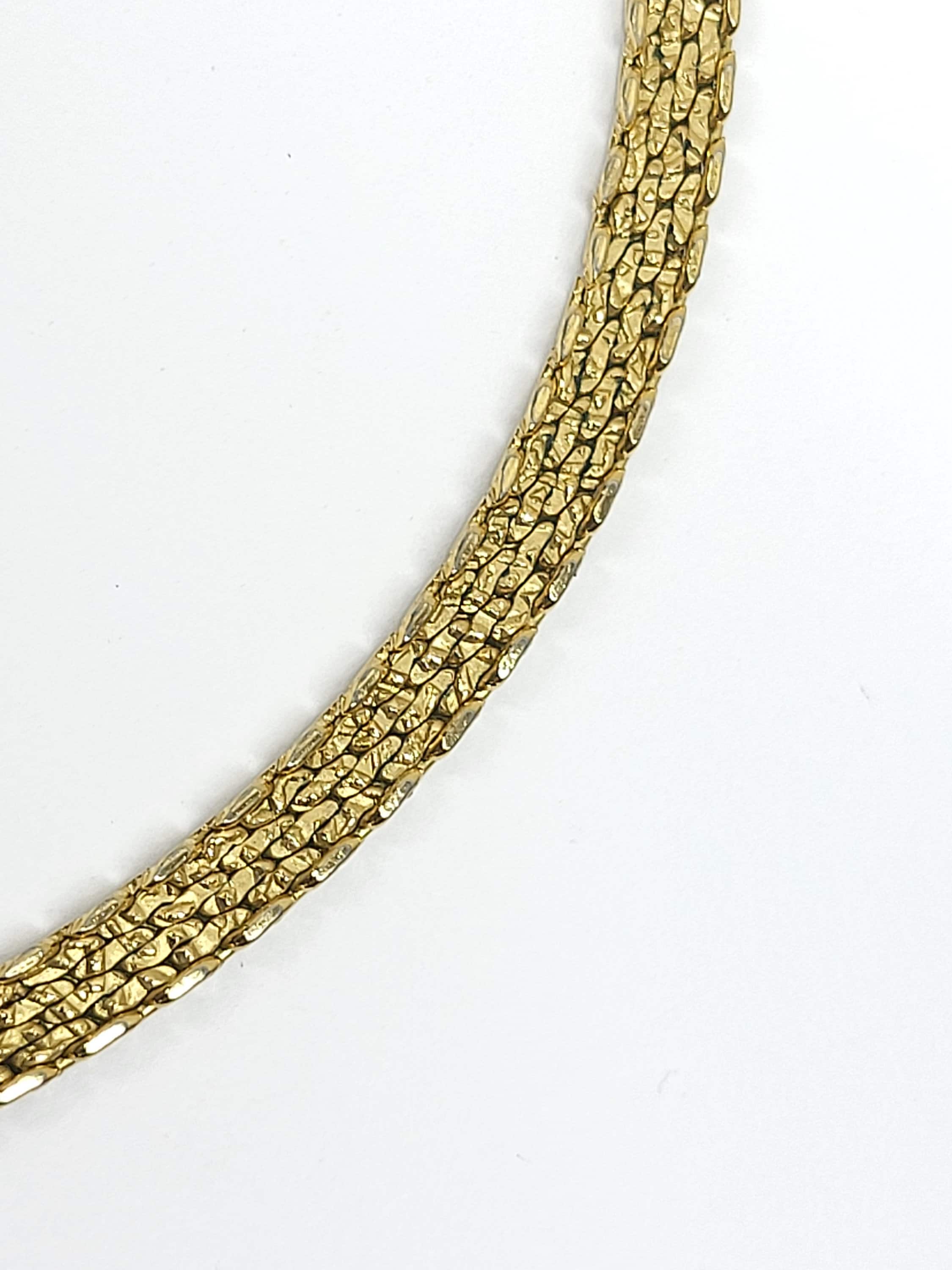 Vintage Monet Gold Choker Necklace, Monet Flat Gold Tone Interlocking ...