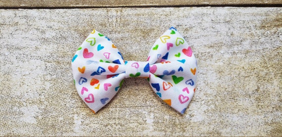 Rainbow heart bow Heart hair bow Heart bow Rainbow baby | Etsy