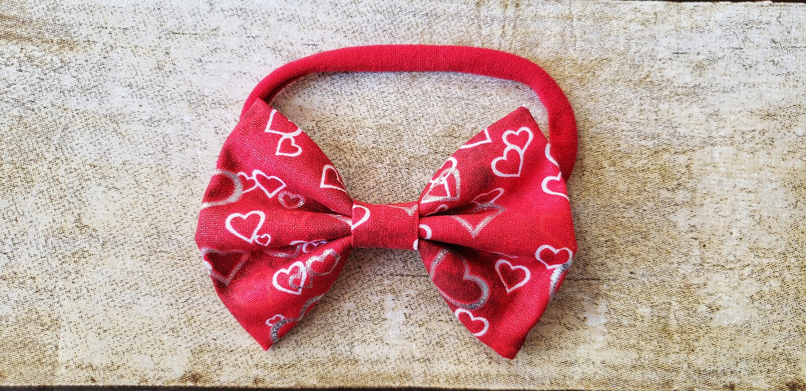 Red Valentines Day Bow | Red Heart Bow | Red Heart Hair Bow | Red and ...