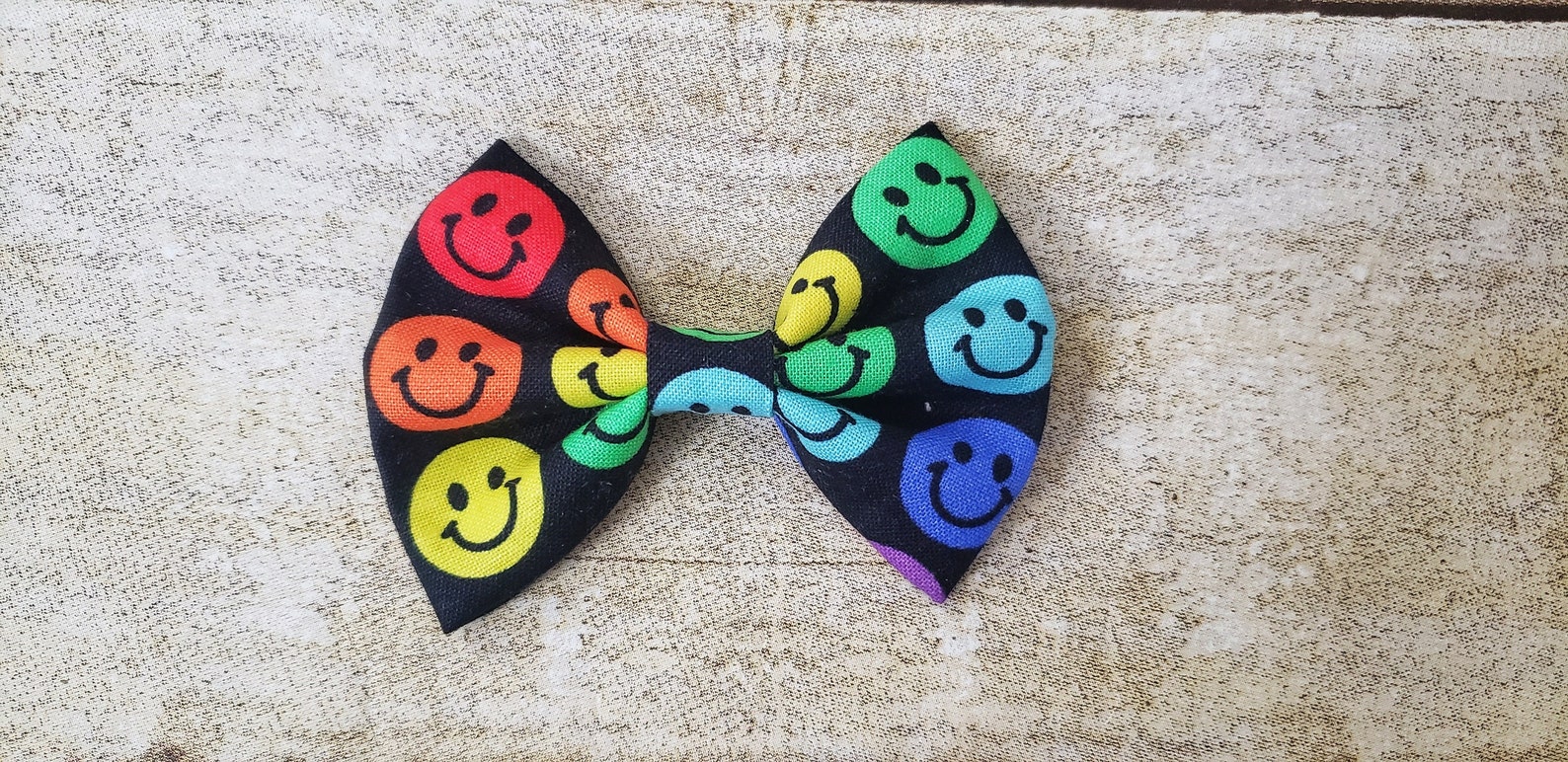 Smiley Face Hair Bow | Smiley Face Bow | Rainbow Smiley Faces Bow ...