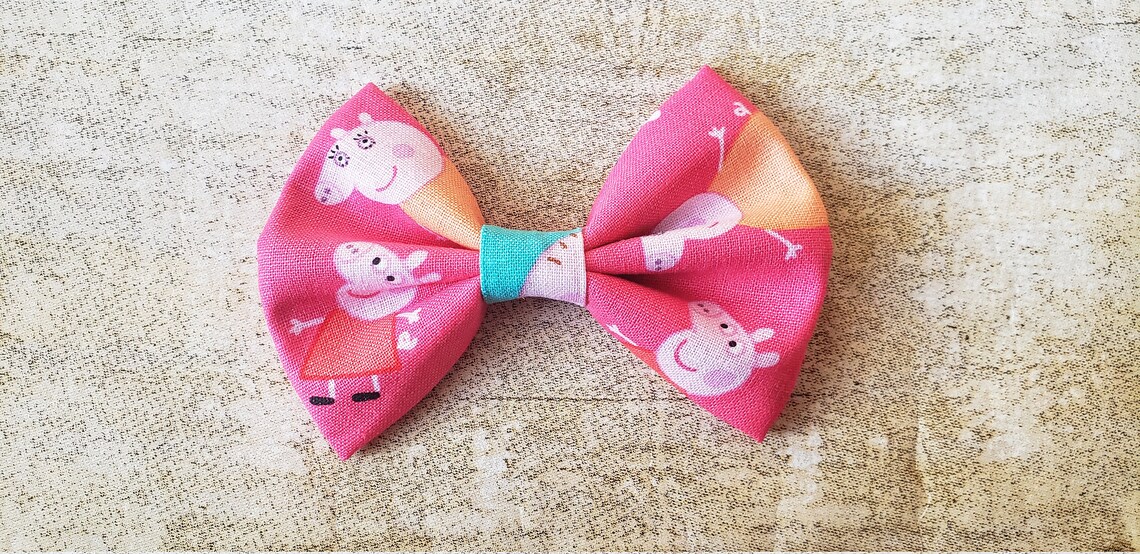 Peppa Pig Hair Bow Peppa Pig Bow Peppa Pig Hair Clip - Etsy
