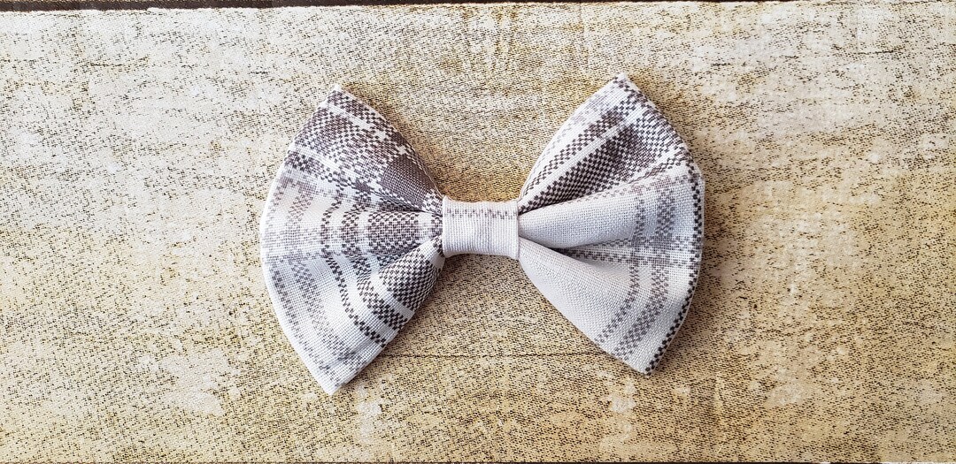 Gray Plaid Bow | Gray Plaid Hair Bow | Gray and White Plaid Bow | Gray ...