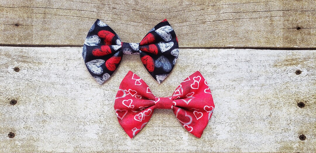 Red Valentines Day Bow | Red Heart Bow | Red Heart Hair Bow | Red and ...