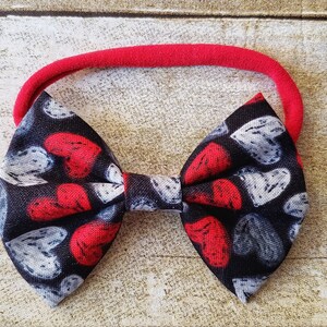 Red Valentines Day Bow | Red Heart Bow | Red Heart Hair Bow | Red and ...