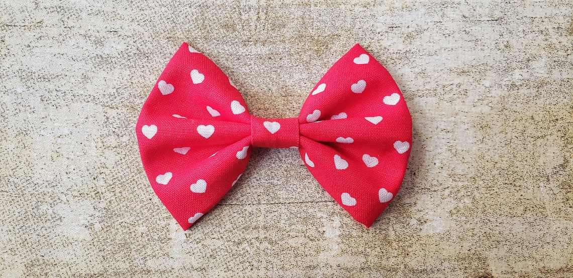 Red and White Heart Bow Red Heart Bow White Heart Bow - Etsy