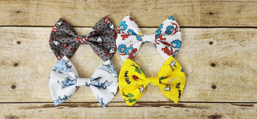 Dr Suess Hair Bows | Dr Suess Bows | Cat in the Hat Bow | Read Across ...