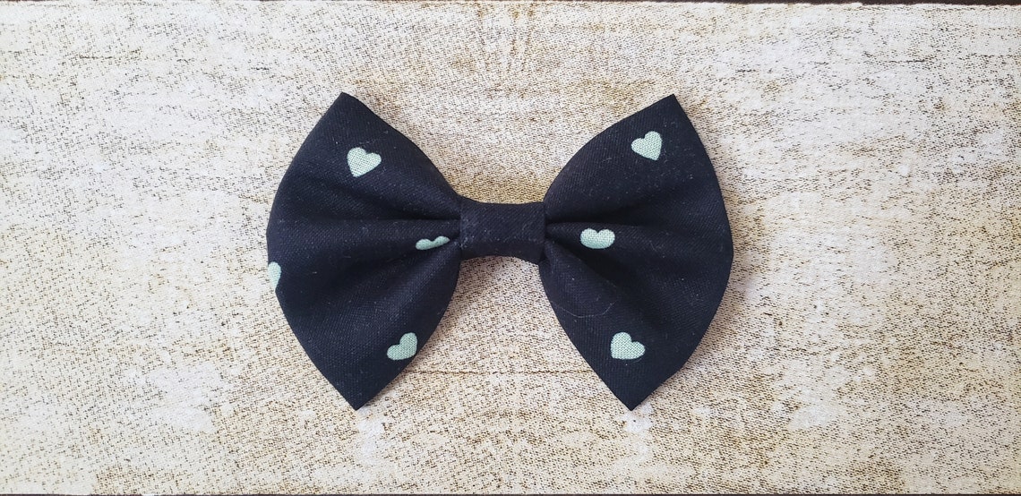 Black Heart Bow | Black Bow With Hearts | Black Heart Hair Bow | Black ...