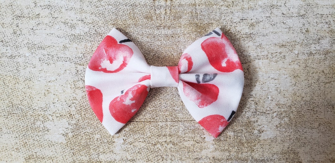 Apple Hair Bow | Apple Hair Clip | Apple Print Bow | Red Apple Hair Bow ...