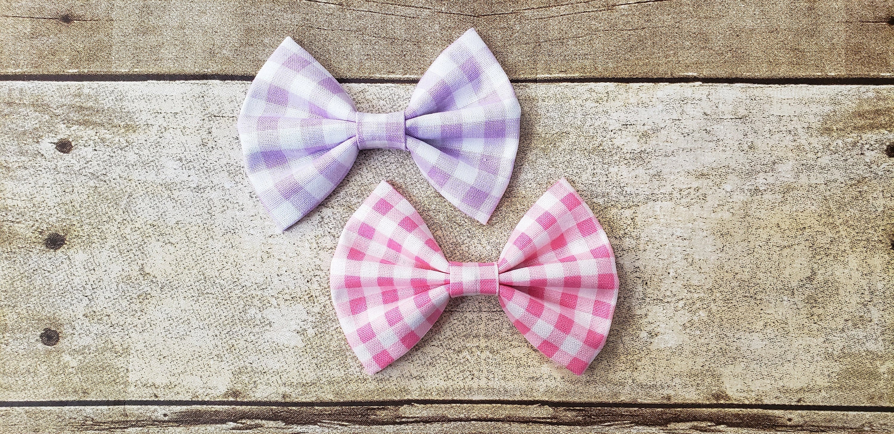 Gingham hair bow Gingham bows Pink gingham bow Purple | Etsy