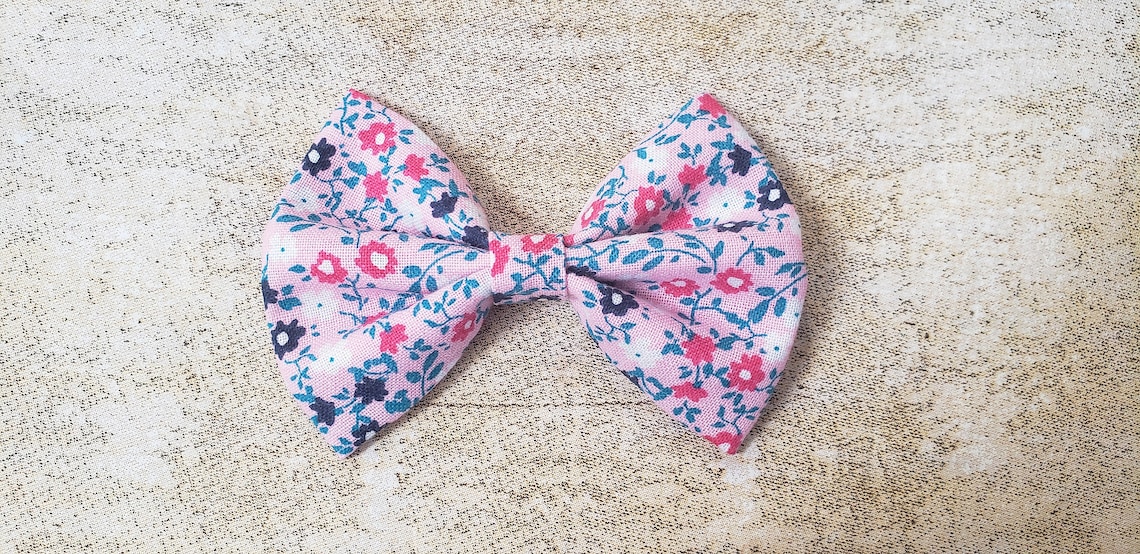 Floral Hair Bows Pink Floral Hair Bow Spring Floral Hair | Etsy