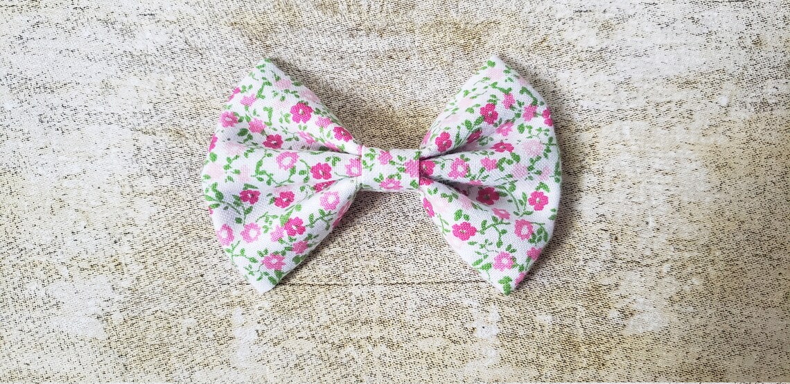 Floral Hair Bows Pink Floral Hair Bow Spring Floral Hair | Etsy
