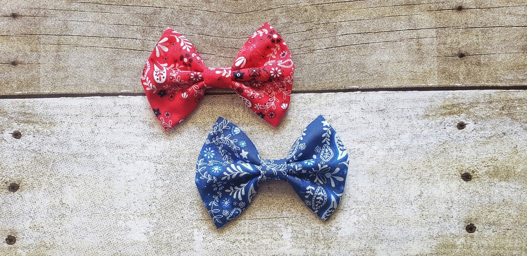 Red Bandana Bow | Red Bandana Hair Bow | Bandana Hair Bow | Bandana Bow ...