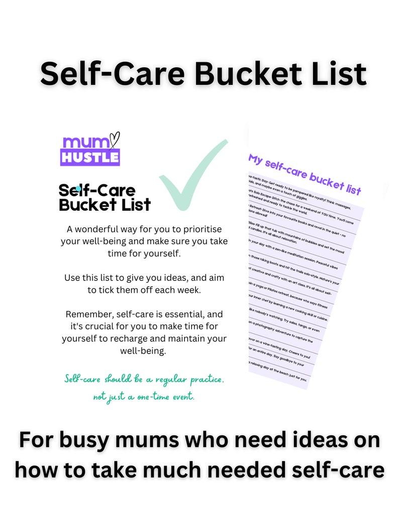 Printable Self-care Bucket List for Busy Mums - Etsy
