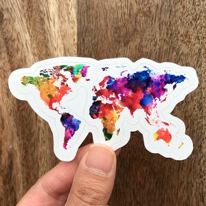 World Map Sticker, Continents Sticker, Travel Sticker, Laptop Decal ...