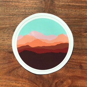 Colorful Mountain Sticker, Mountain Range Sticker, Mountain Lover ...