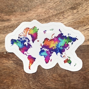 World Map Sticker, Continents Sticker, Travel Sticker, Laptop Decal ...